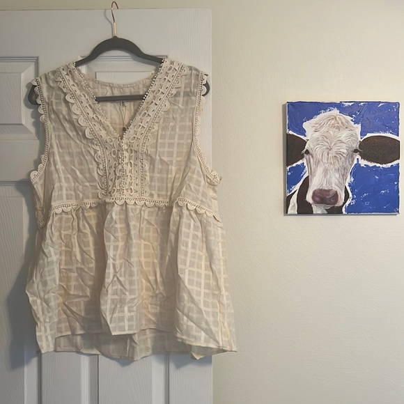 Max Studio | Tops | Nwt Max Studio Sheer Light Waffle Weave Print ...